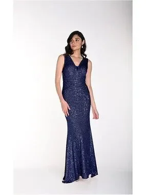 Frank Lyman Design | Dresses | Frank Lyman Design Navy Sequin Vneck ...
